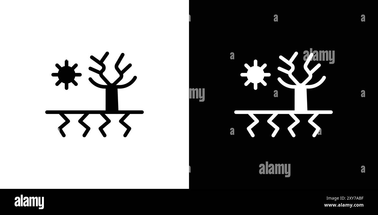 Drought icon set in black and white color. simple flat vector Stock ...