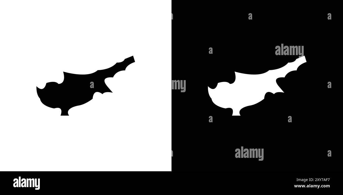 Cyprus map icon set in black and white color. simple flat vector Stock ...