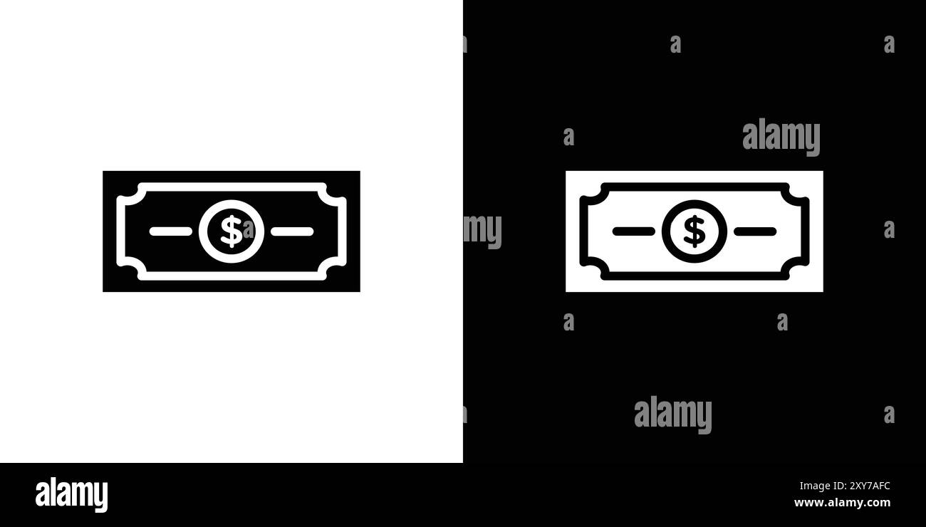 Dollar banknote money icon set in black and white color. simple flat ...