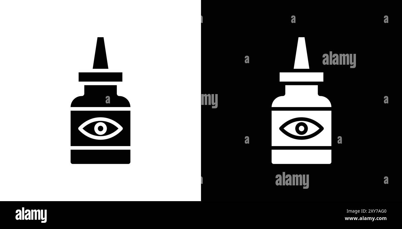 EYE DROP icon set in black and white color. simple flat vector Stock ...