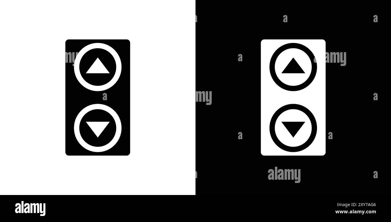 Elevator, lift button icon set in black and white color. simple flat ...