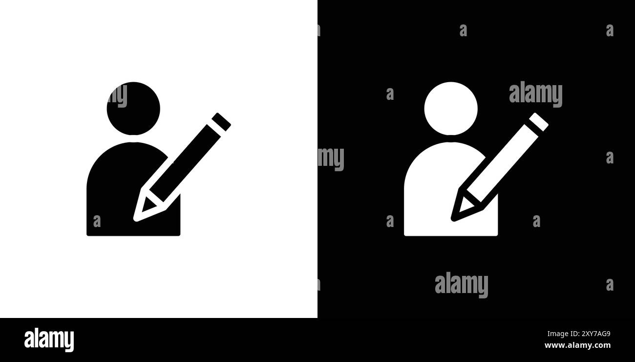 Edit user icon set in black and white color. simple flat vector Stock ...