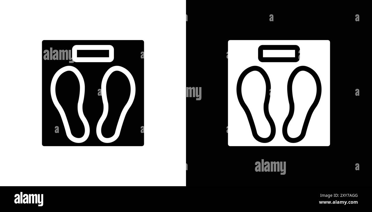 Footprint on weight scale icon set in black and white color. simple ...