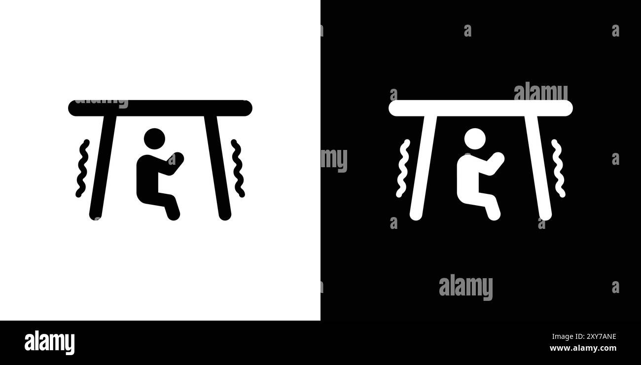 Earthquake safety place icon set in black and white color. simple flat ...