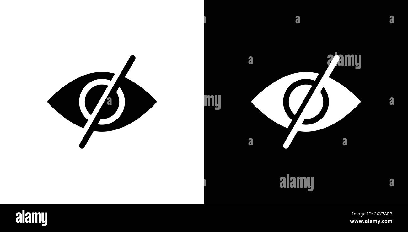 Hide icon set in black and white color. simple flat vector Stock Vector ...