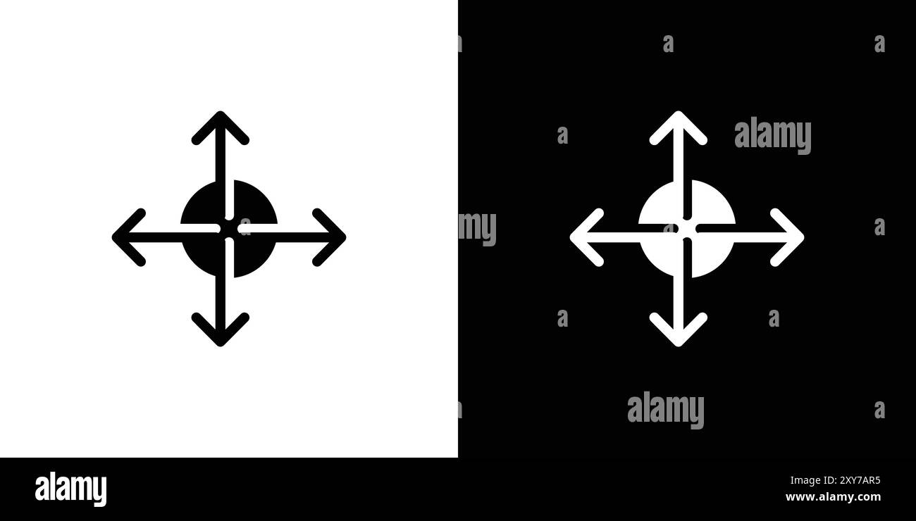 Expand icon set in black and white color. simple flat vector Stock ...