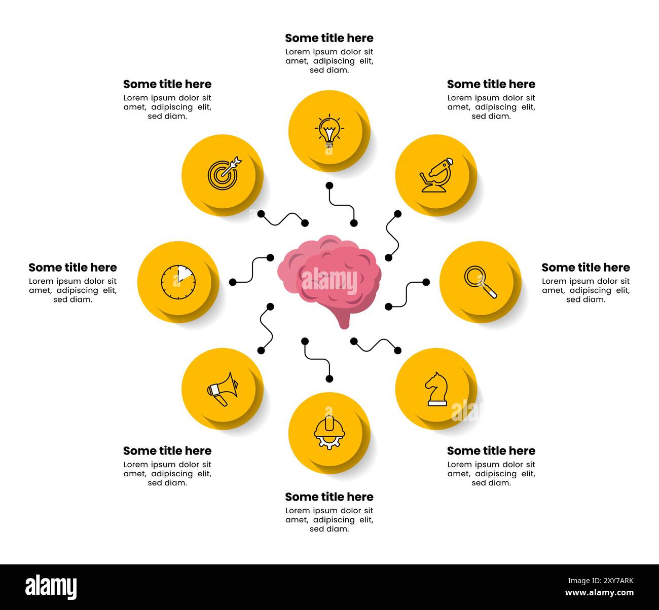 Infographic template with icons and 8 options or steps. Brain. Can be ...