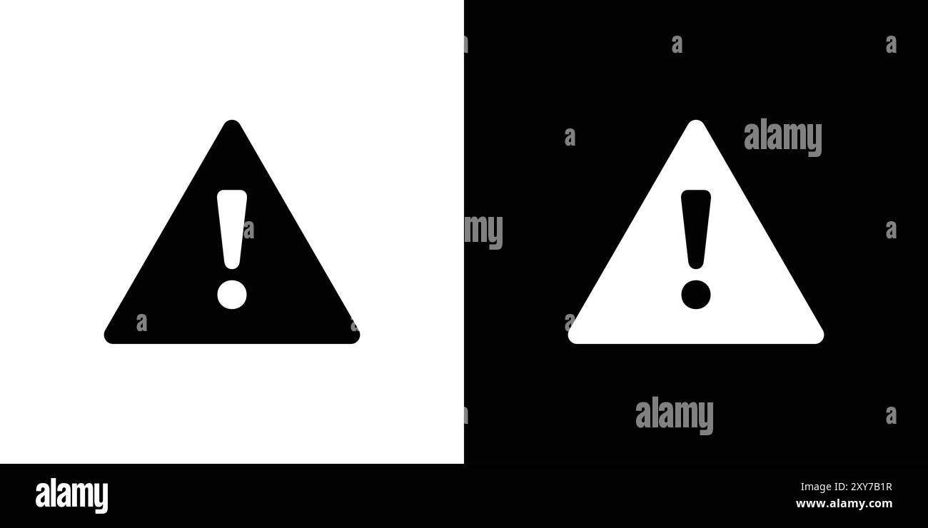 Exclamation mark icon set in black and white color. simple flat vector ...