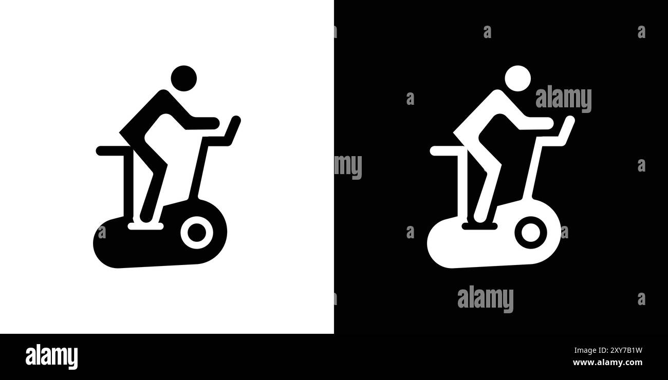 Elliptical bike icon set in black and white color. simple flat vector ...
