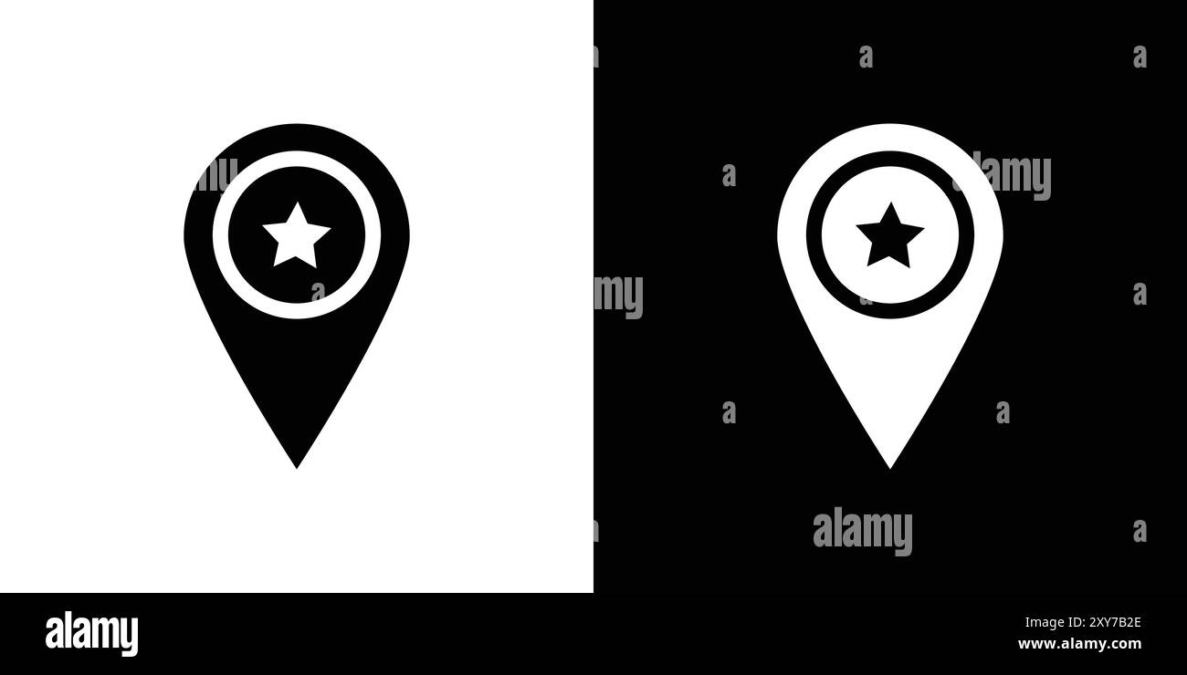 Favorite place icon set in black and white color. simple flat vector ...