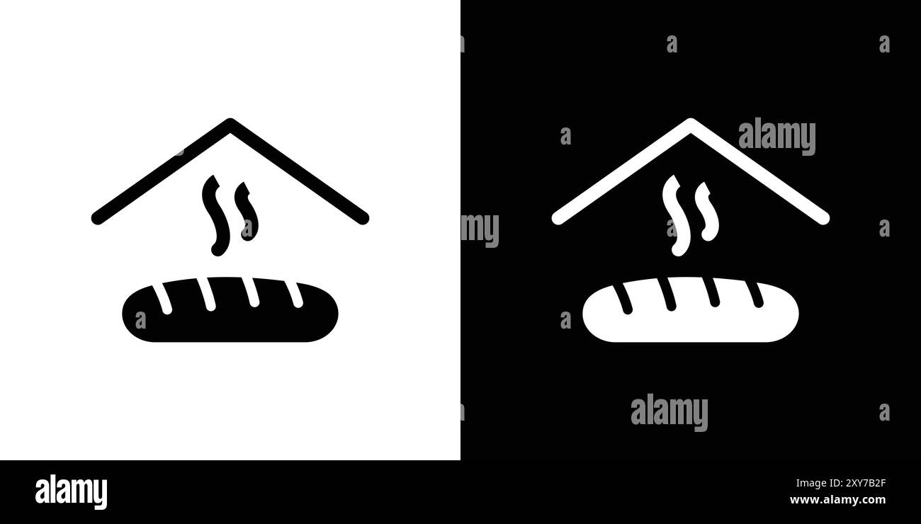Fresh bakery pastry shop icon set in black and white color. simple flat ...
