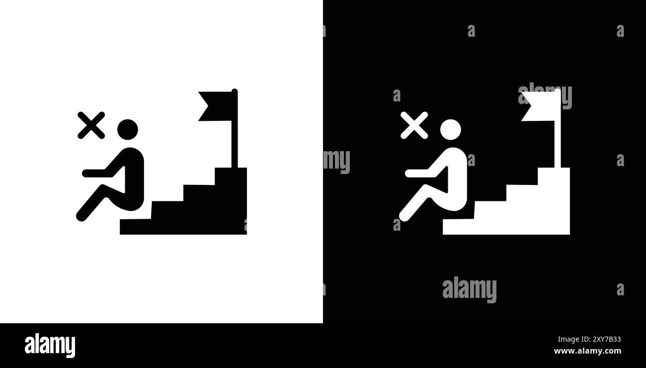 Fail or failure icon set in black and white color. simple flat vector ...