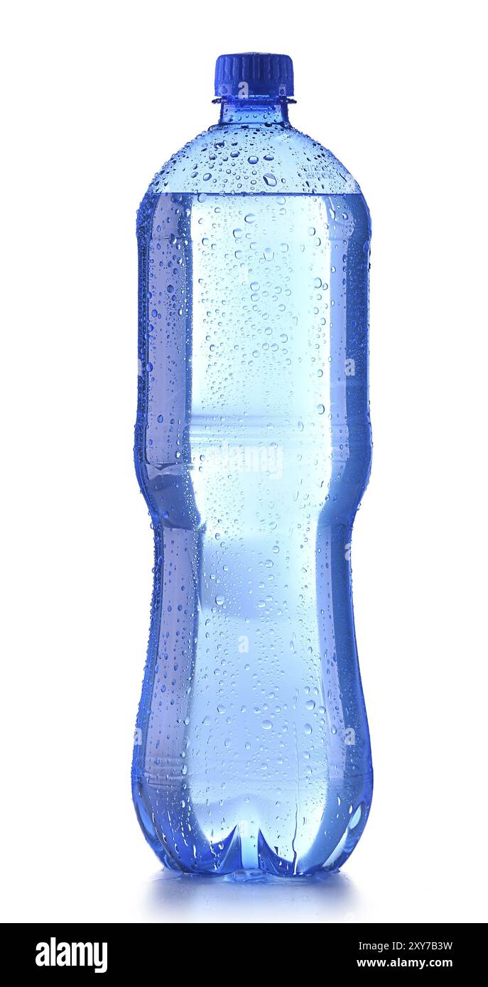 Polycarbonate plastic bottle of mineral water isolated on white ...