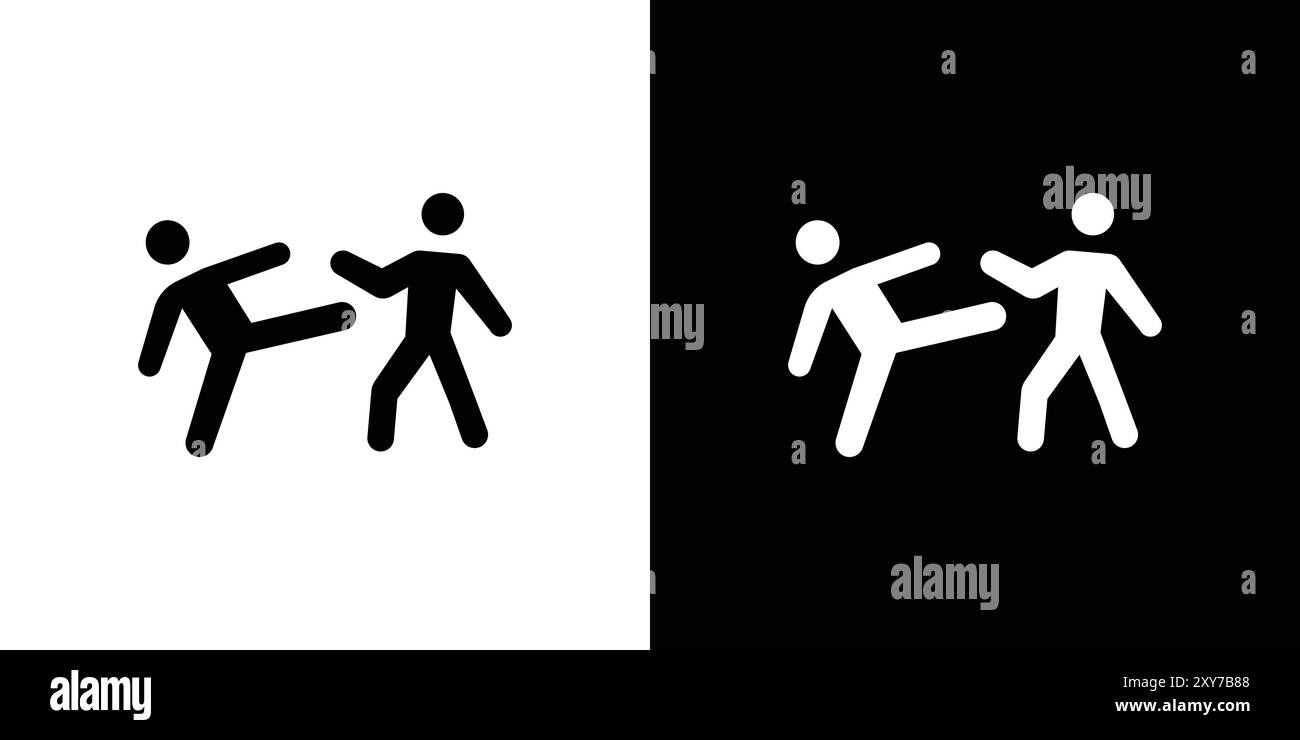 Kickboxing icon set in black and white color. simple flat vector Stock ...