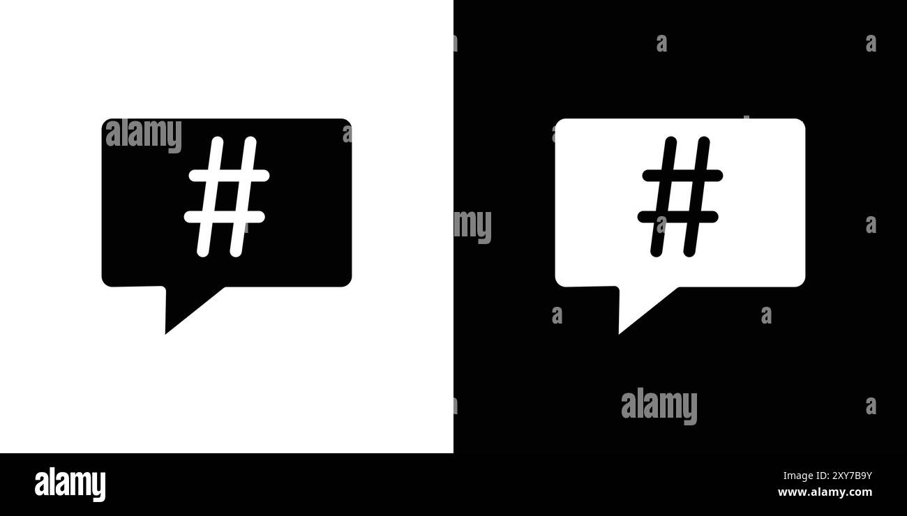 Hastag icon set in black and white color. simple flat vector Stock ...