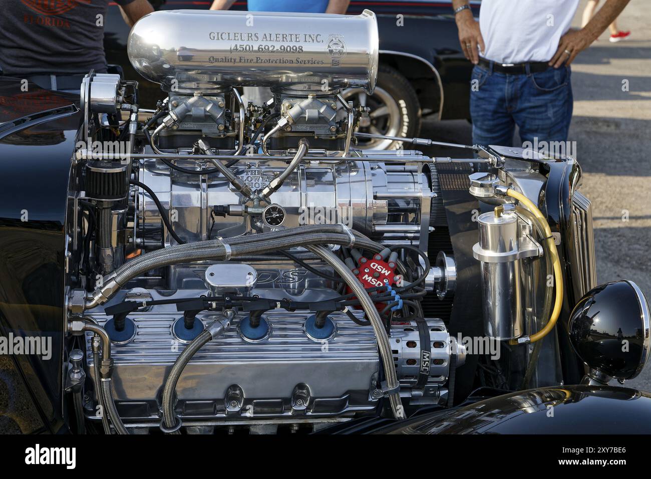 Car show, technic, vintage car engine, Province of Quebec, Canada ...