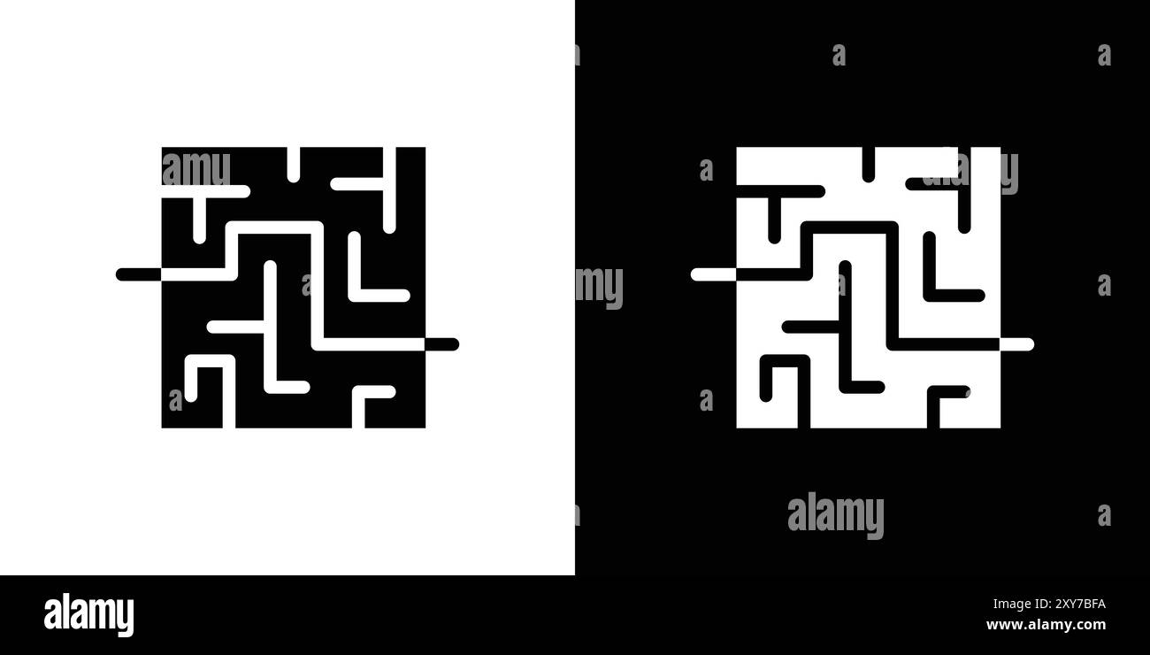 Labyrinth icon set in black and white color. simple flat vector Stock Vector Image & Art - Alamy