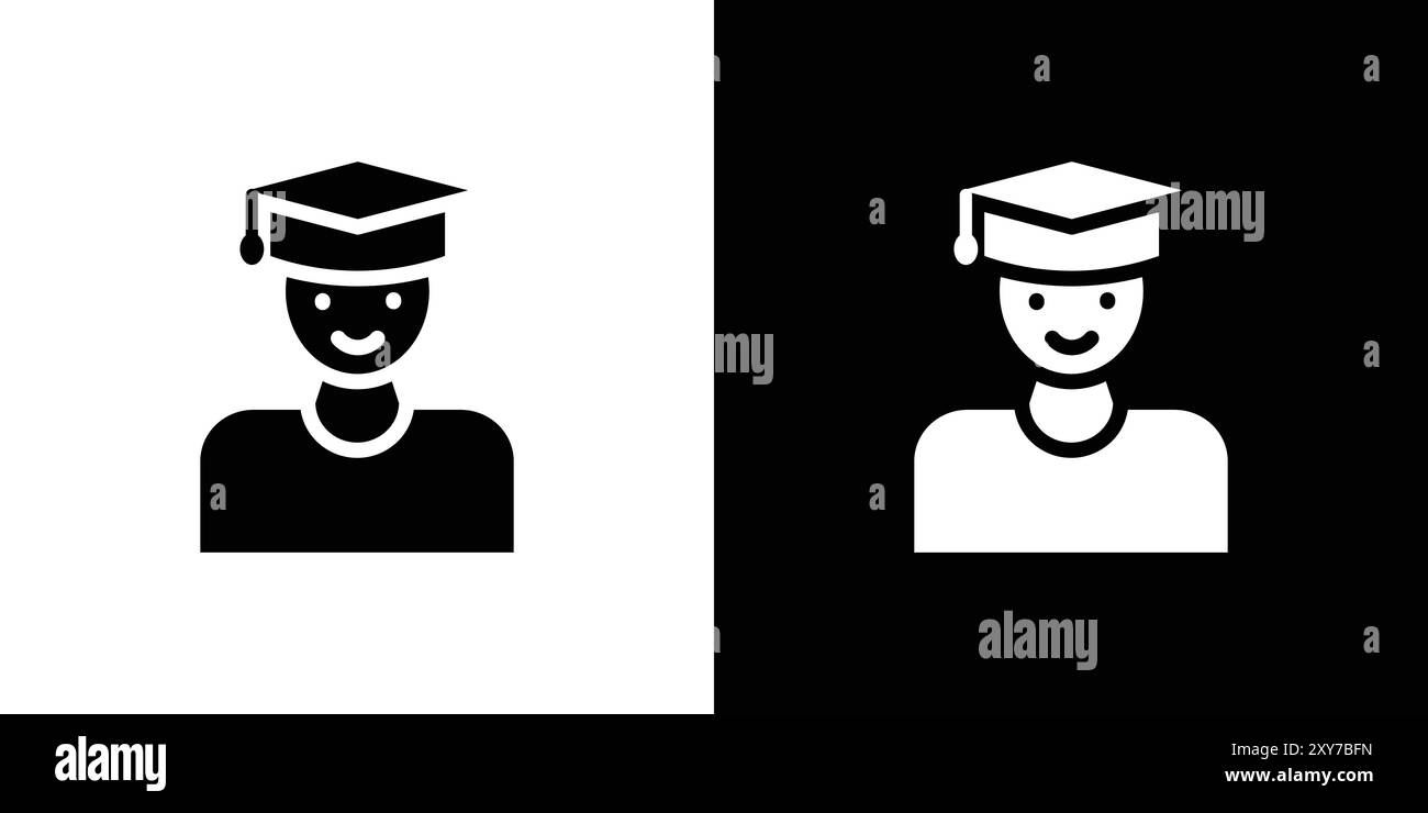 Graduated student icon set in black and white color. simple flat vector ...