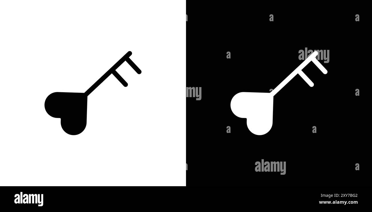 Love key icon set in black and white color. simple flat vector Stock ...