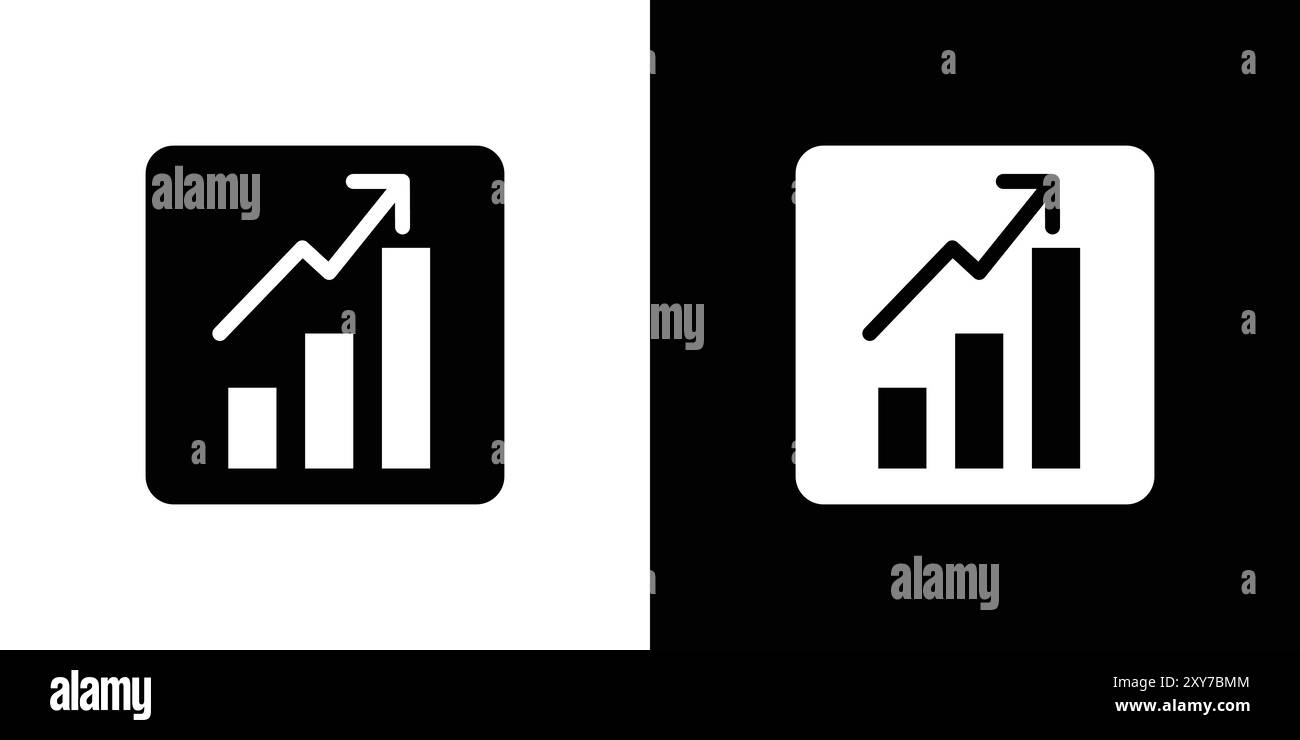 Increase chart icon set in black and white color. simple flat vector ...