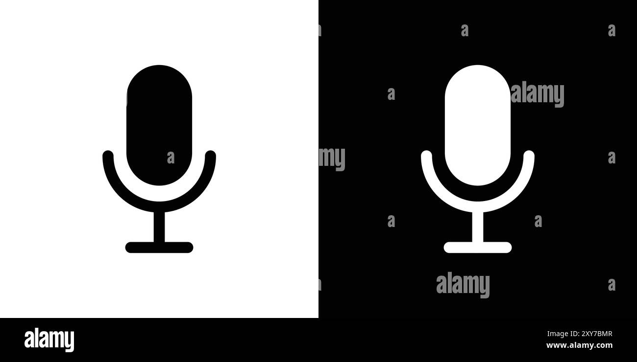 Mic button icon set in black and white color. simple flat vector Stock Vector Image & Art - Alamy