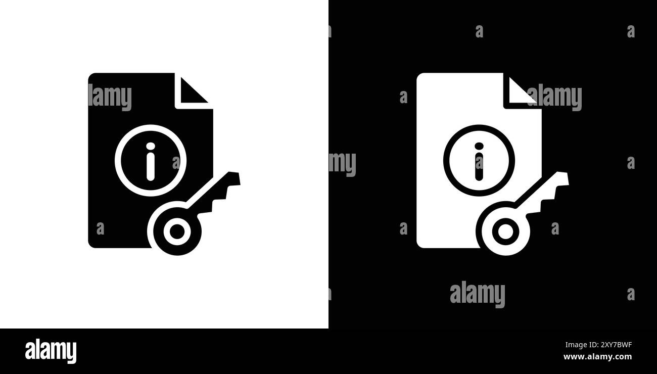 key information icon set in black and white color. simple flat vector ...