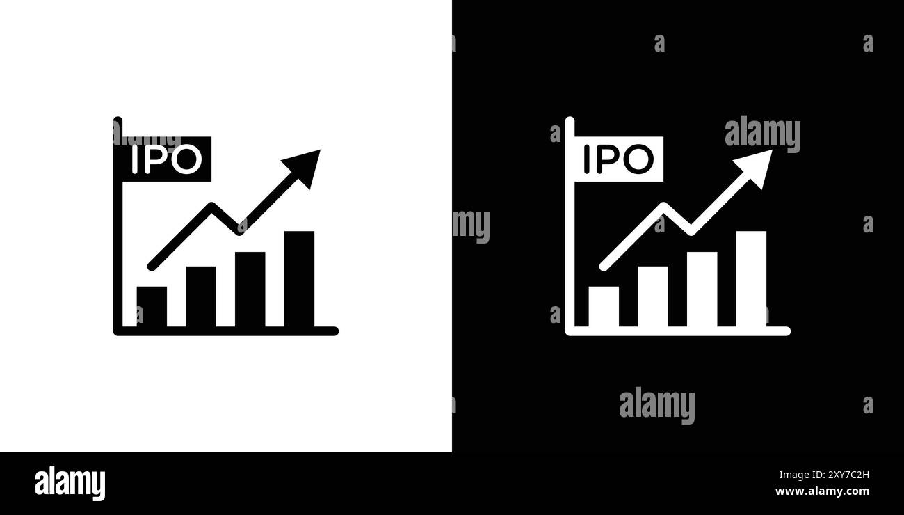 IPO Initial public offering icon set in black and white color. simple flat vector Stock Vector ...