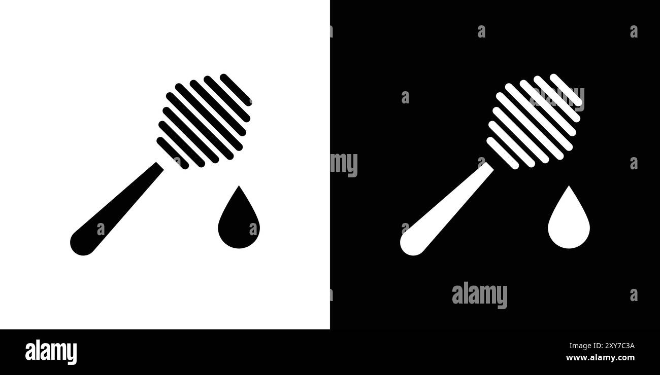 honey dipper icon set in black and white color. simple flat vector Stock Vector Image & Art - Alamy