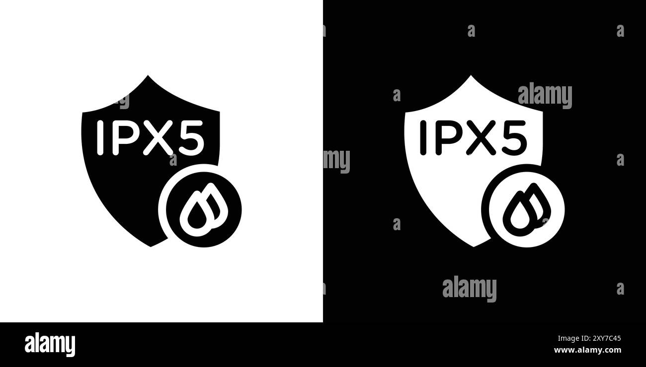 Ipx5 waterproof icon set in black and white color. simple flat vector ...
