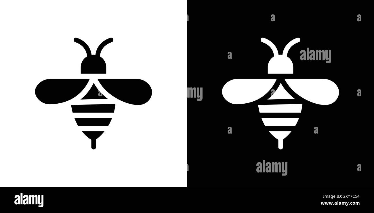 honey Bee icon set in black and white color. simple flat vector Stock ...