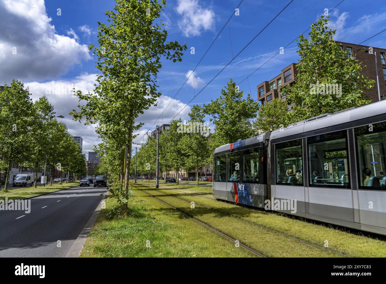 Urban greening, inner-city street Laan op Zuid, in Rotterdam's ...