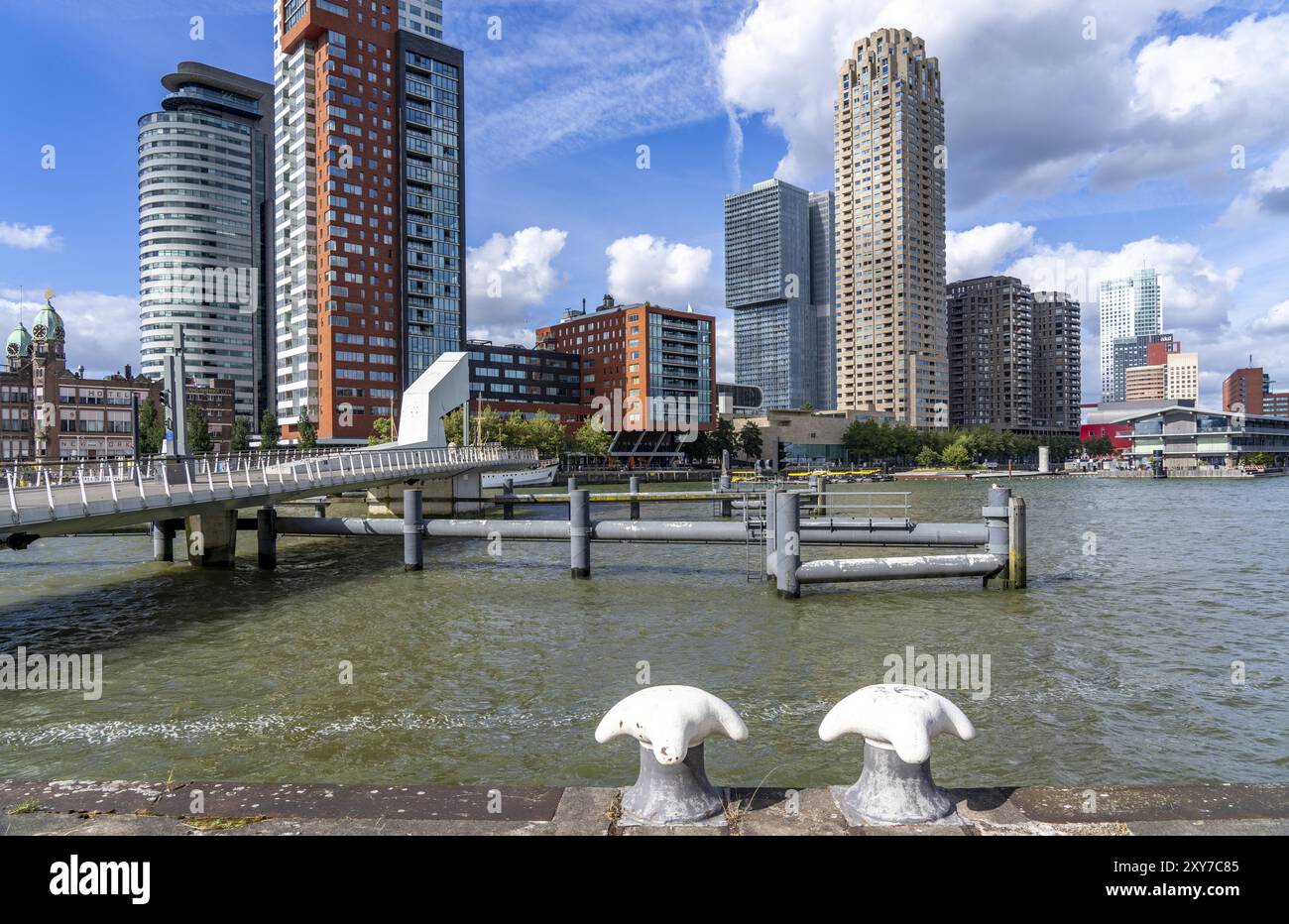 High-rise buildings at Kop van Zuid, at the Rijnhaven harbour basin ...