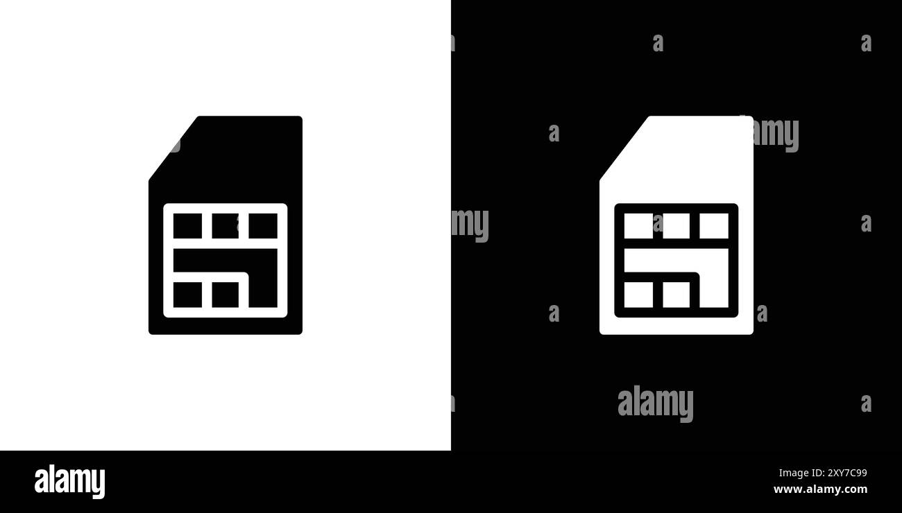 Sim card icon set in black and white color. simple flat vector Stock Vector Image & Art - Alamy