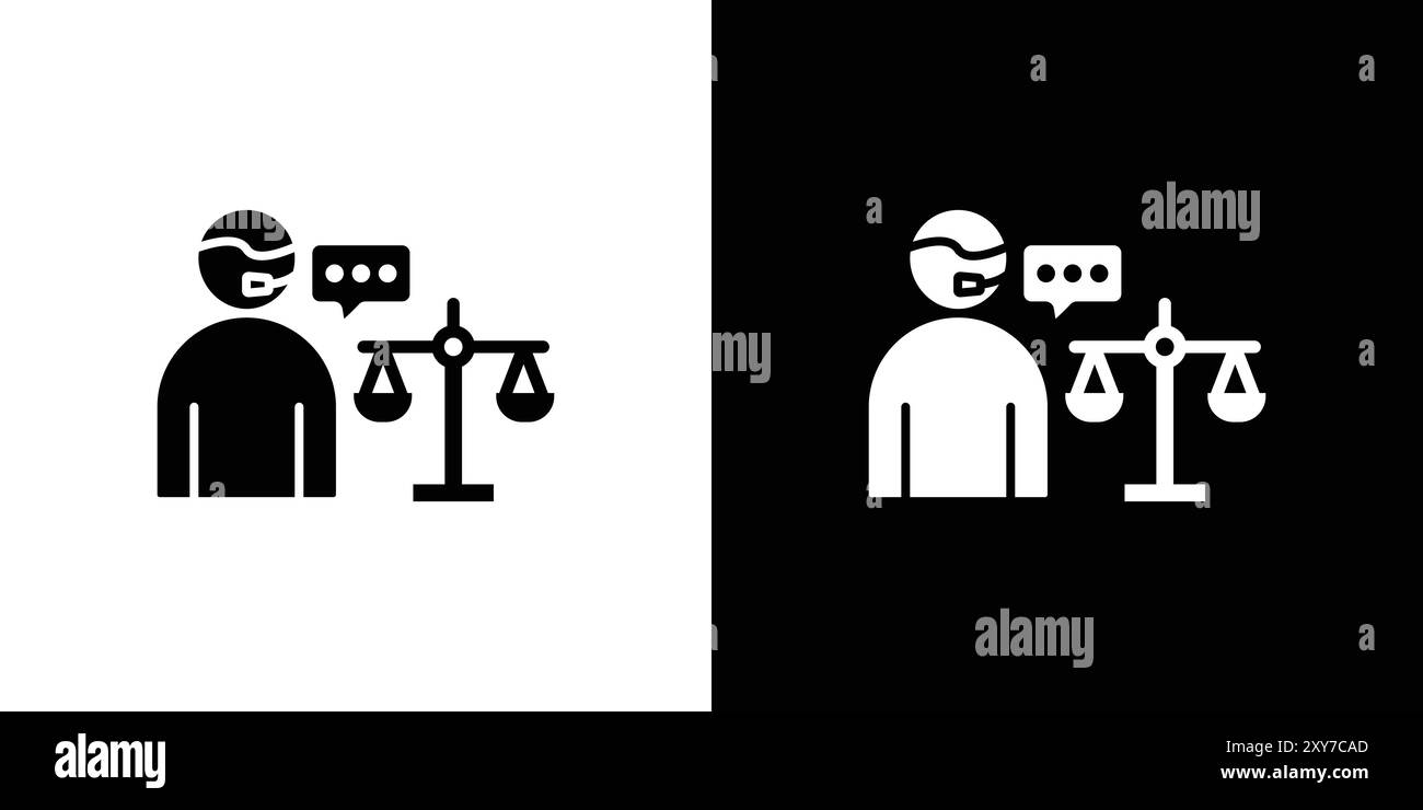 Legal advice icon set in black and white color. simple flat vector ...