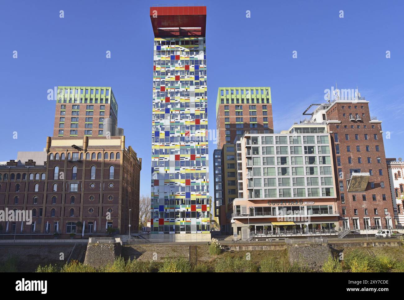 Buildings in the port, Buildings at the harbour basin Stock Photo - Alamy