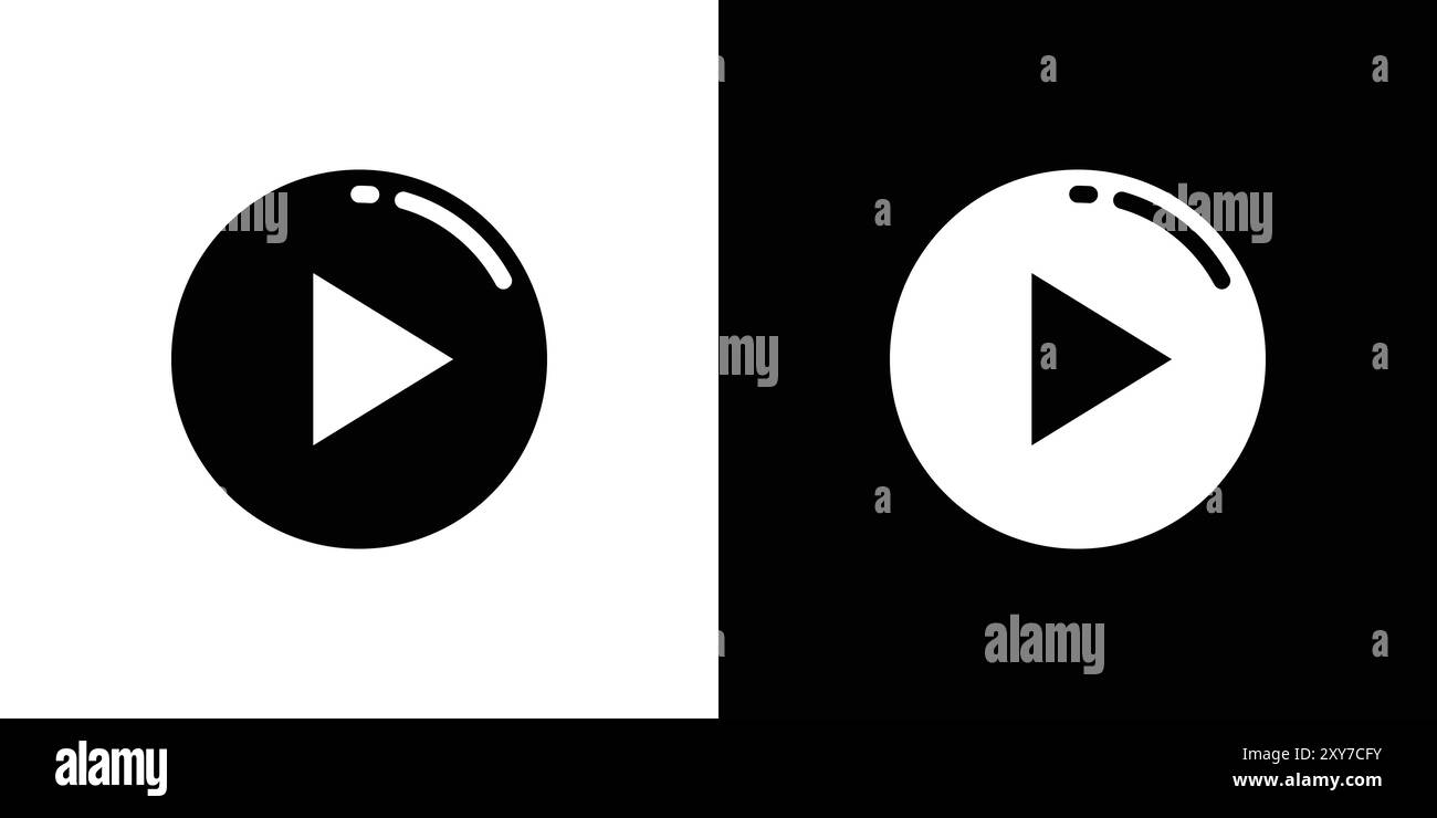 Media player icon set in black and white color. simple flat vector ...