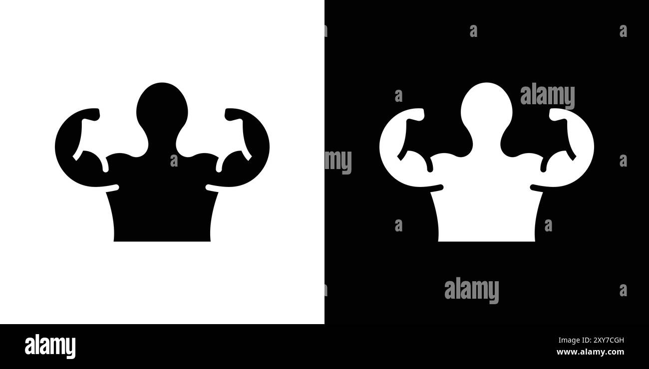 Man have strong muscles icon set in black and white color. simple flat vector Stock Vector Image ...