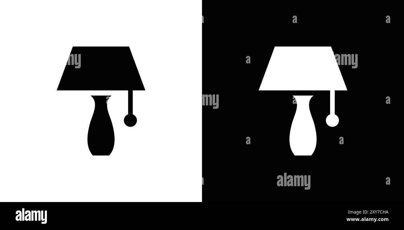 Night Bedside Lamp icon set in black and white color. simple flat ...