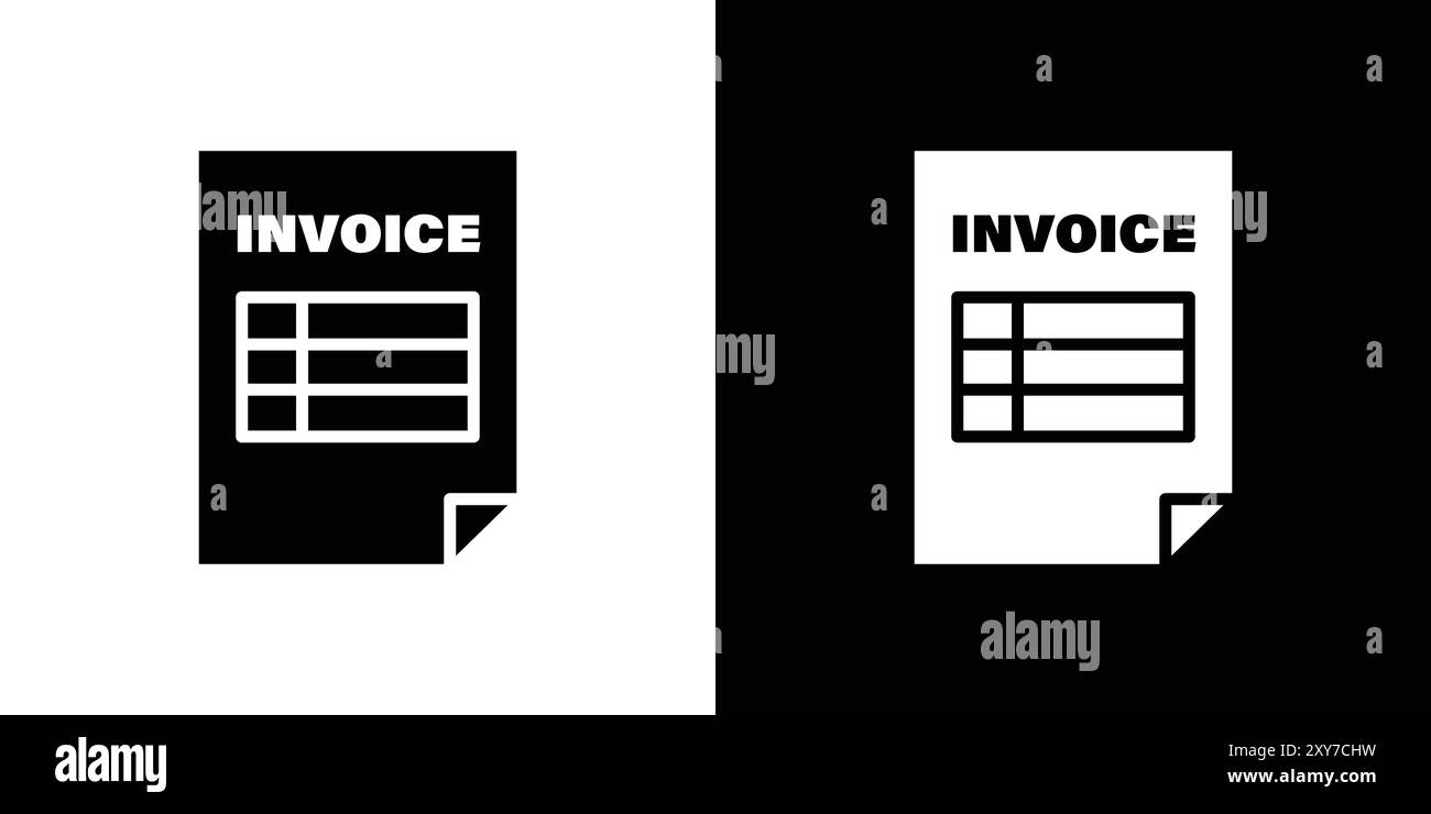 invoice icon set in black and white color. simple flat vector Stock ...
