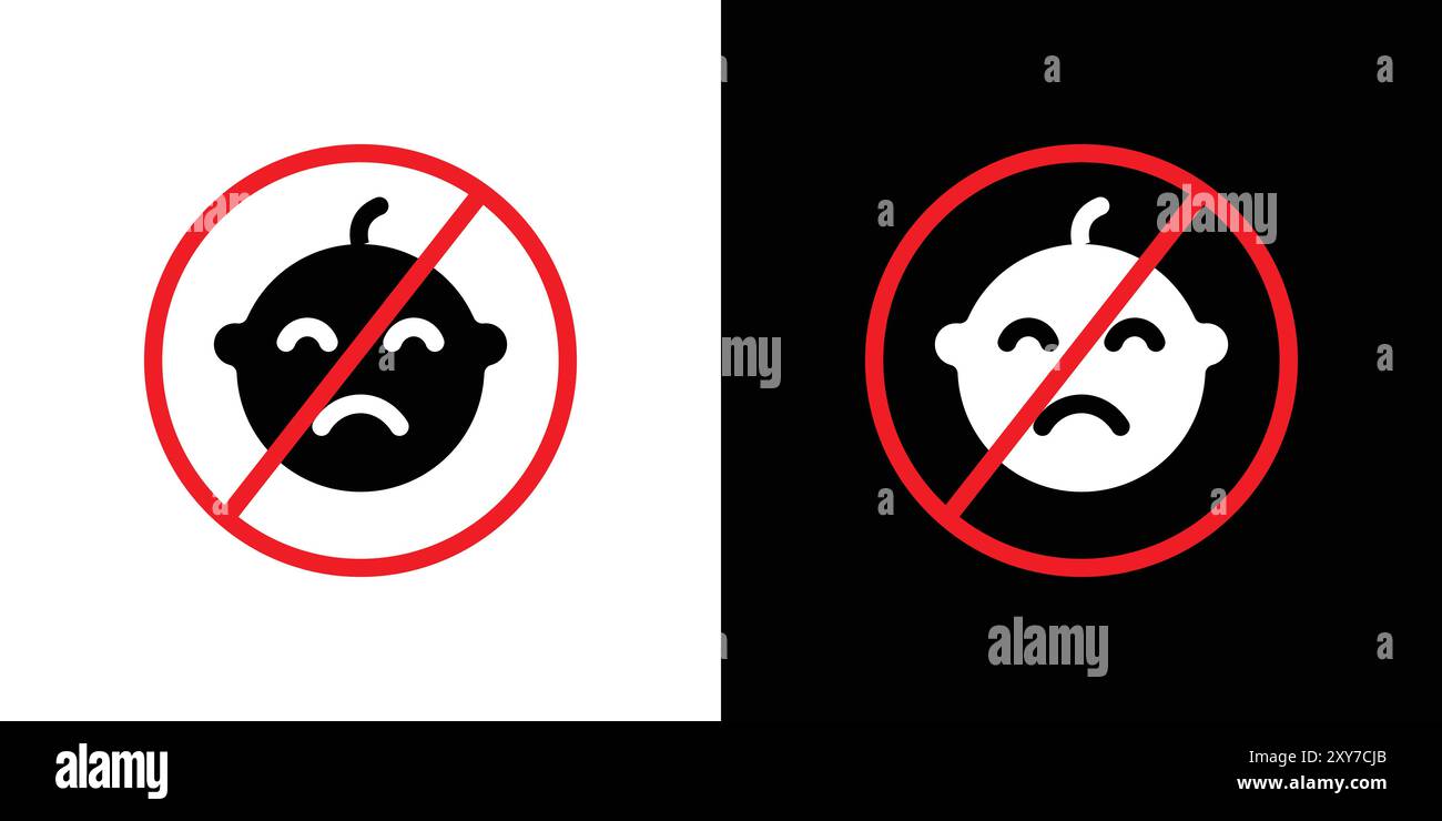 No kid allowed icon set in black and white color. simple flat vector ...