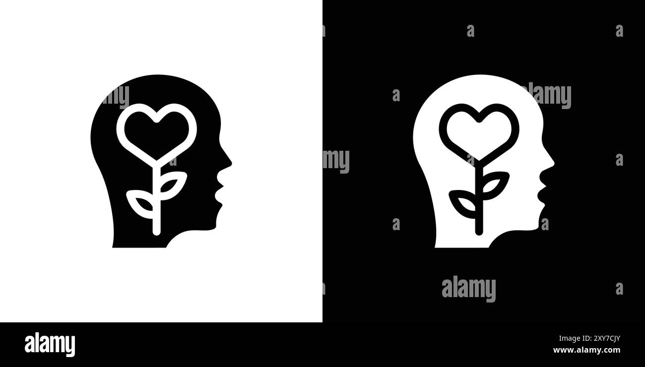 Mental Health icon set in black and white color. simple flat vector ...