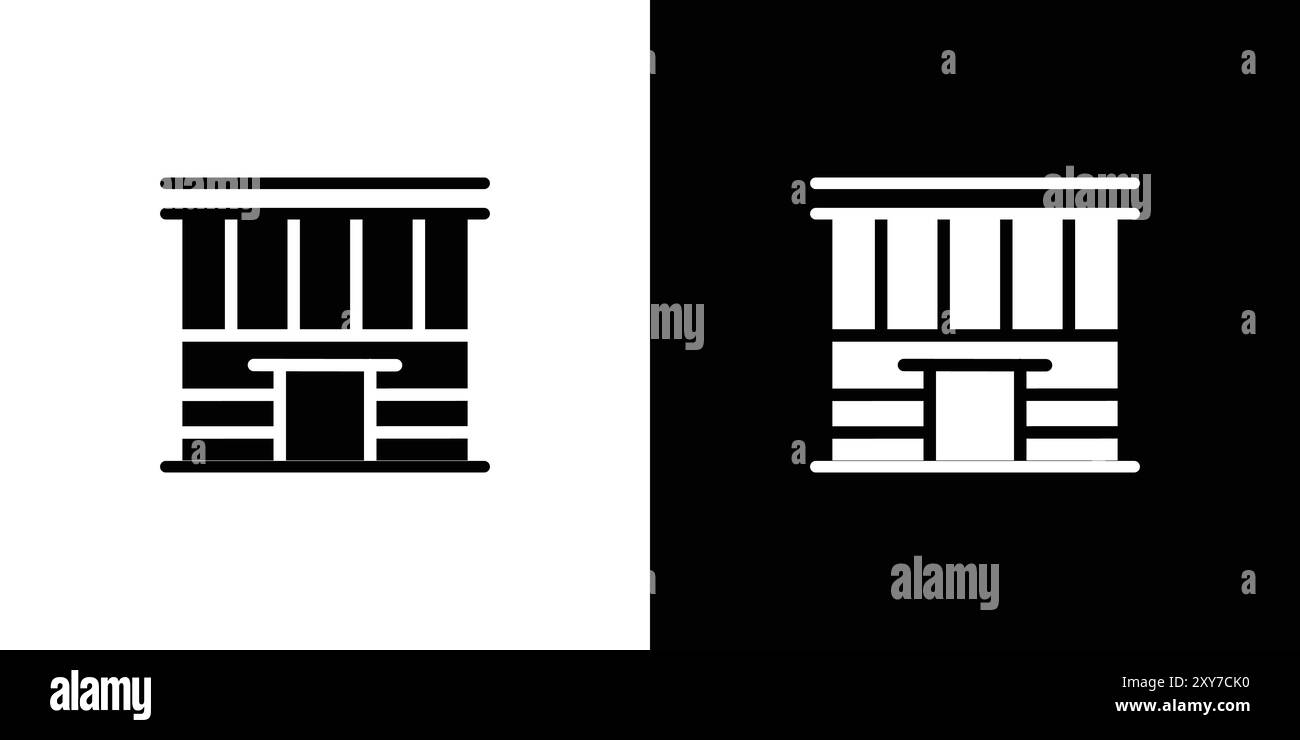 Office building icon set in black and white color. simple flat vector ...
