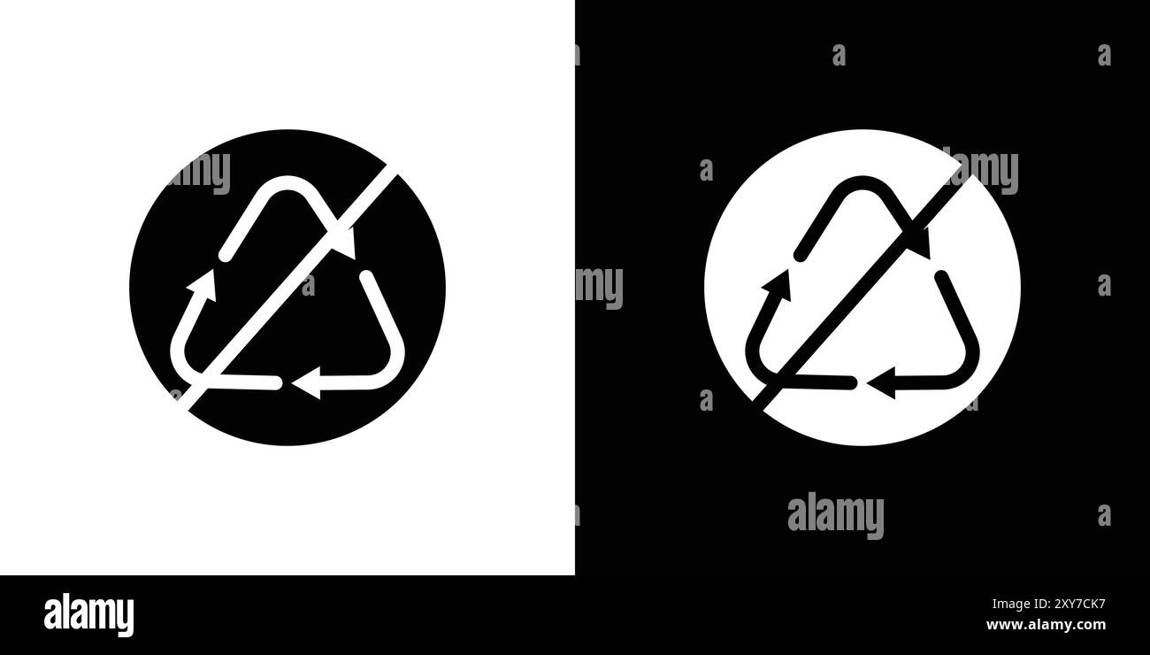 Non Recyclable icon set in black and white color. simple flat vector Stock Vector Image & Art ...