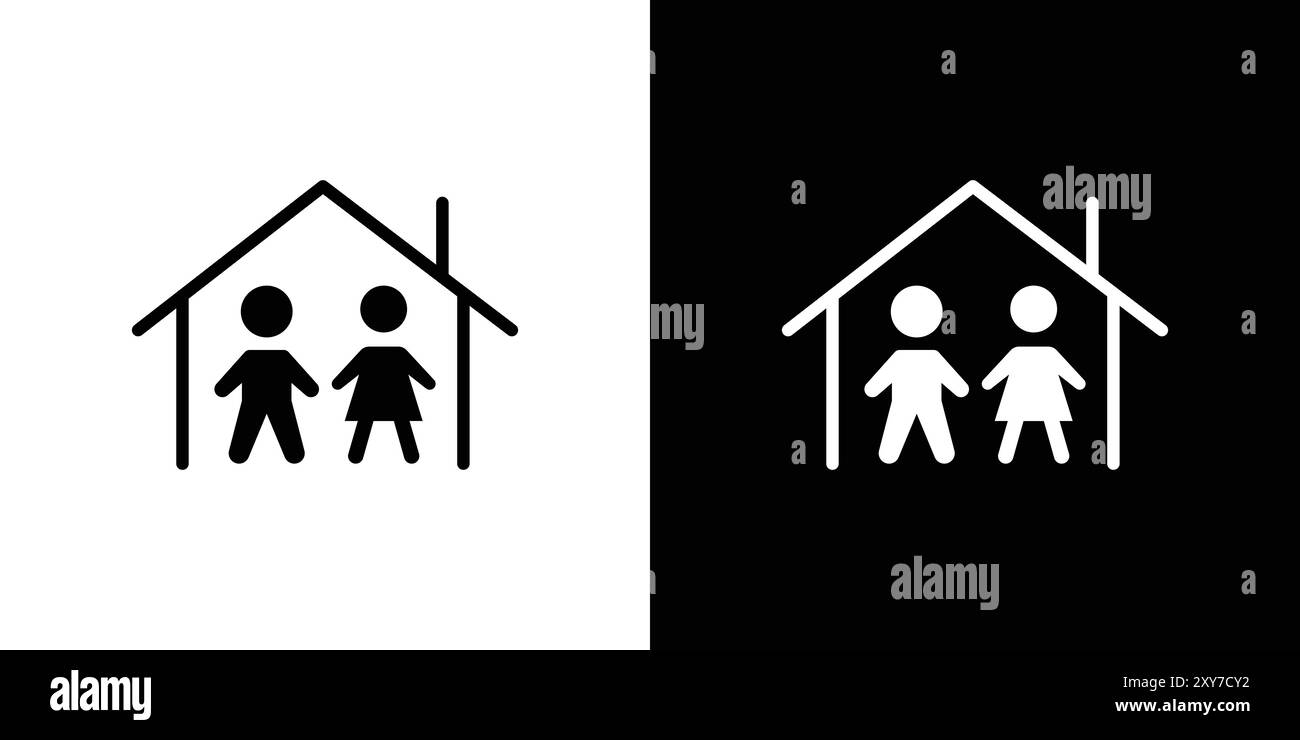 Orphanage house icon set in black and white color. simple flat vector ...