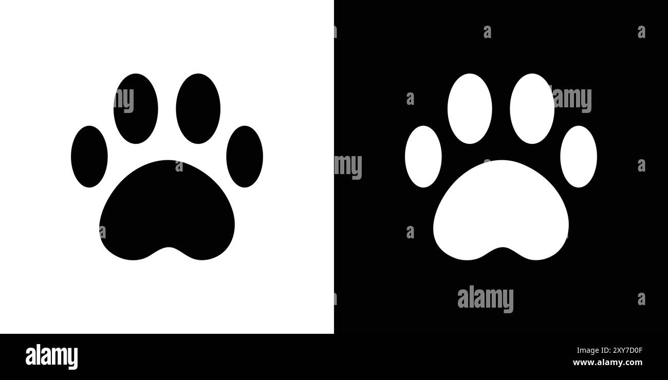 Paw icon set in black and white color. simple flat vector Stock Vector Image & Art - Alamy
