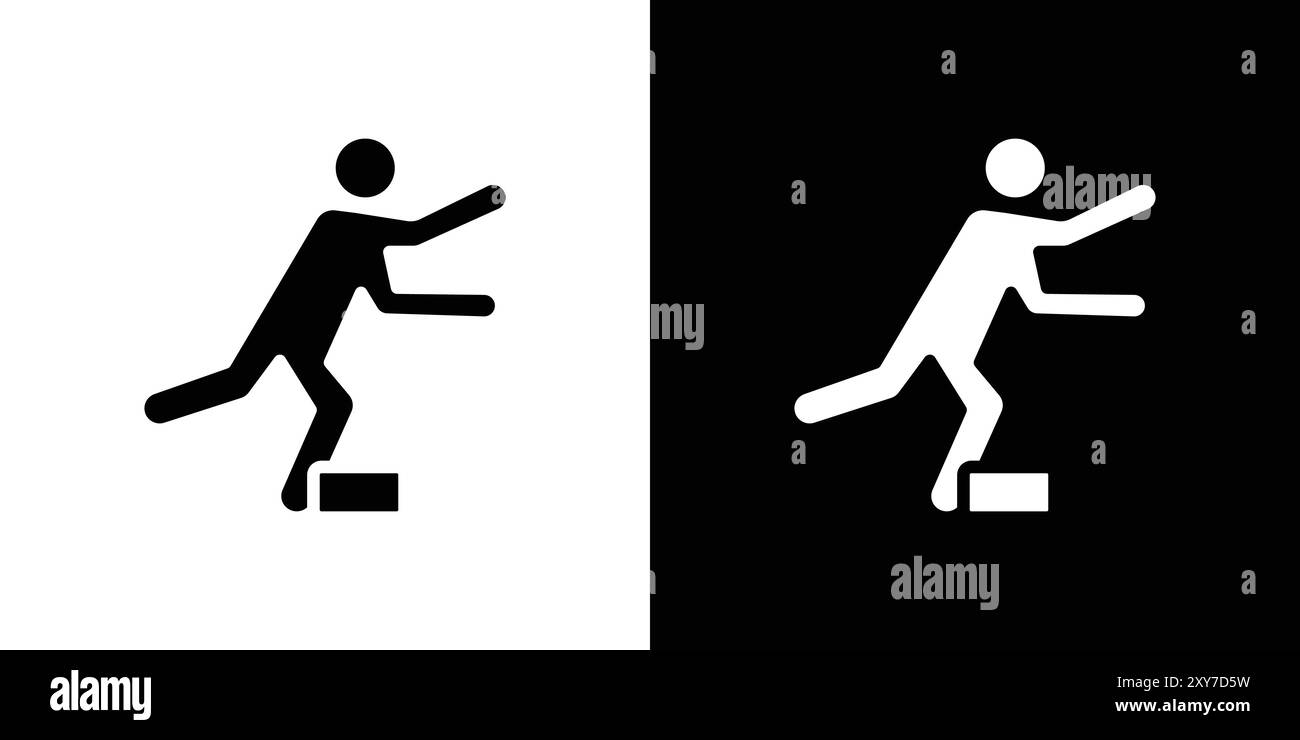 Man tripping icon set in black and white color. simple flat vector ...