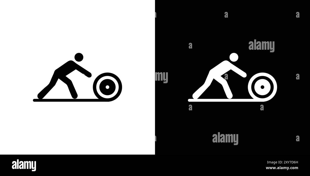 Man rolling carpet mat icon set in black and white color. simple flat ...