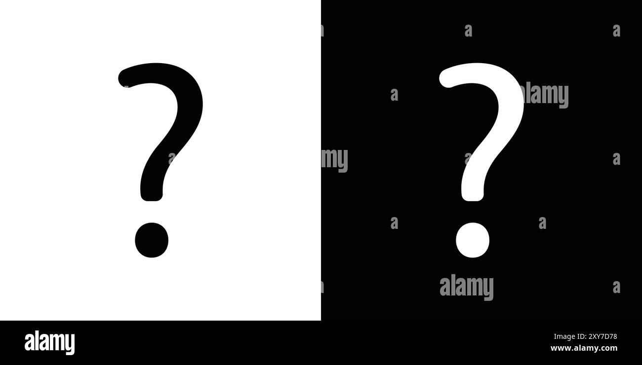 Question mark icon set in black and white color. simple flat vector ...