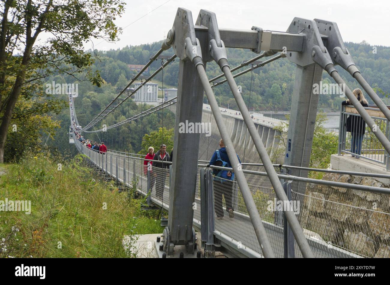 Rappbode dam suspension bridge. Rope Bridge Rappbode Dam Stock Photo ...