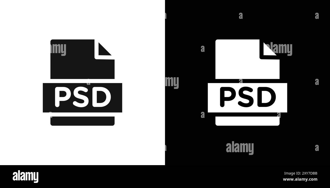 PSD File Format Icon set in black and white color. simple flat vector ...